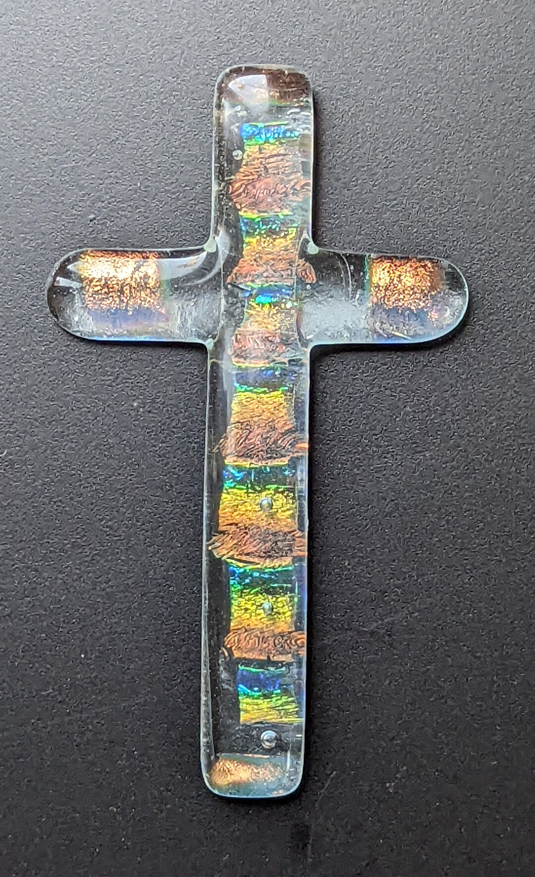 Beautiful Fused Glass Cross Transparent With Rainbow Irridescence - Etsy
