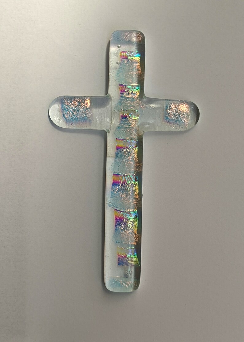 Beautiful Fused Glass Cross Transparent With Rainbow Irridescence - Etsy