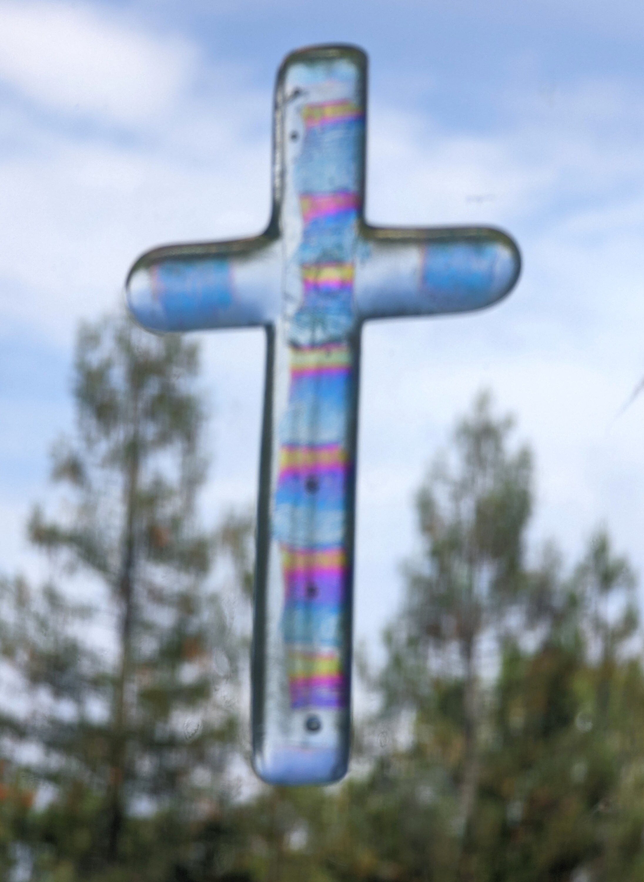 Beautiful Fused Glass Cross Transparent With Rainbow Irridescence - Etsy