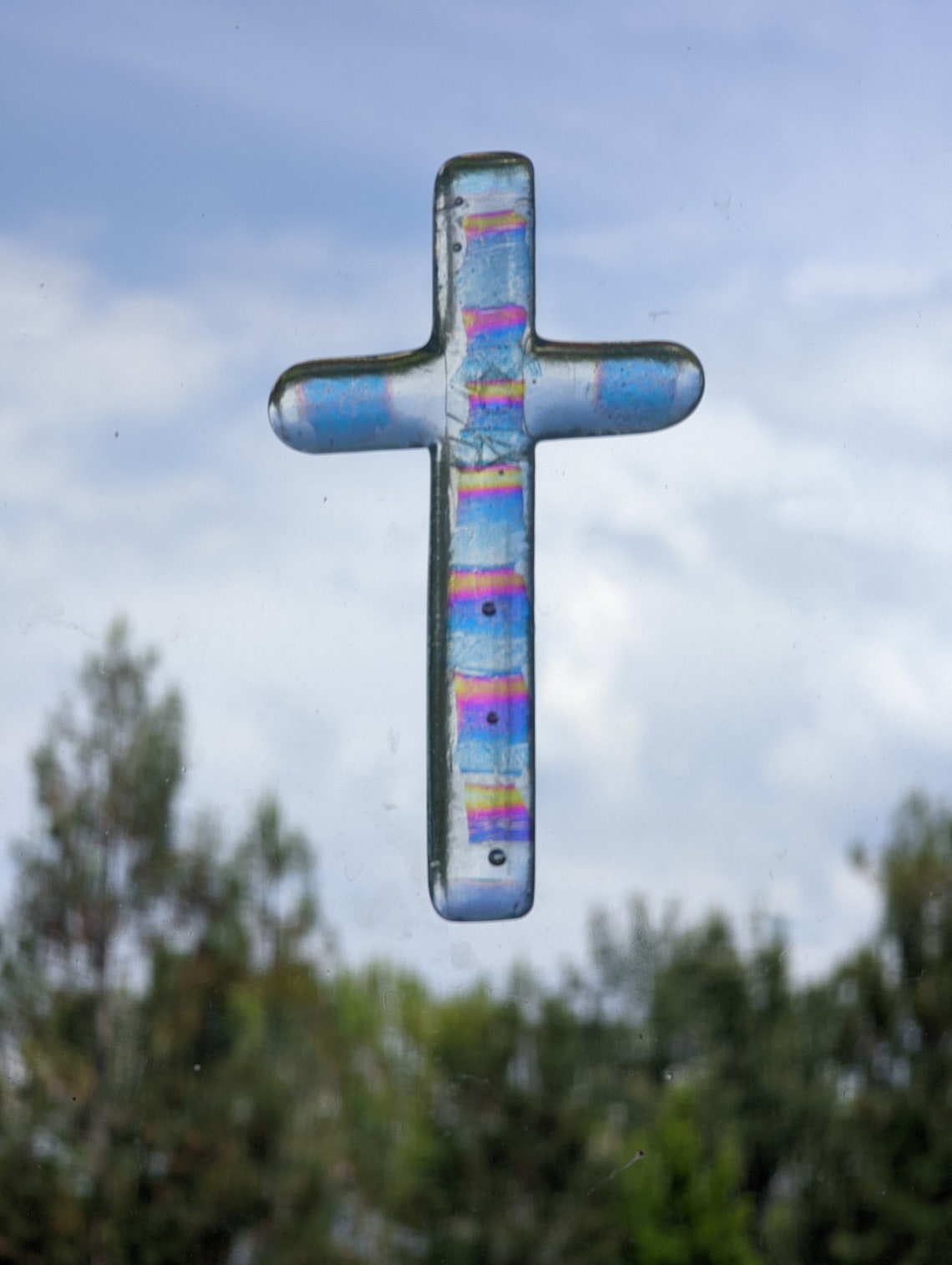 Beautiful Fused Glass Cross Transparent With Rainbow Irridescence - Etsy