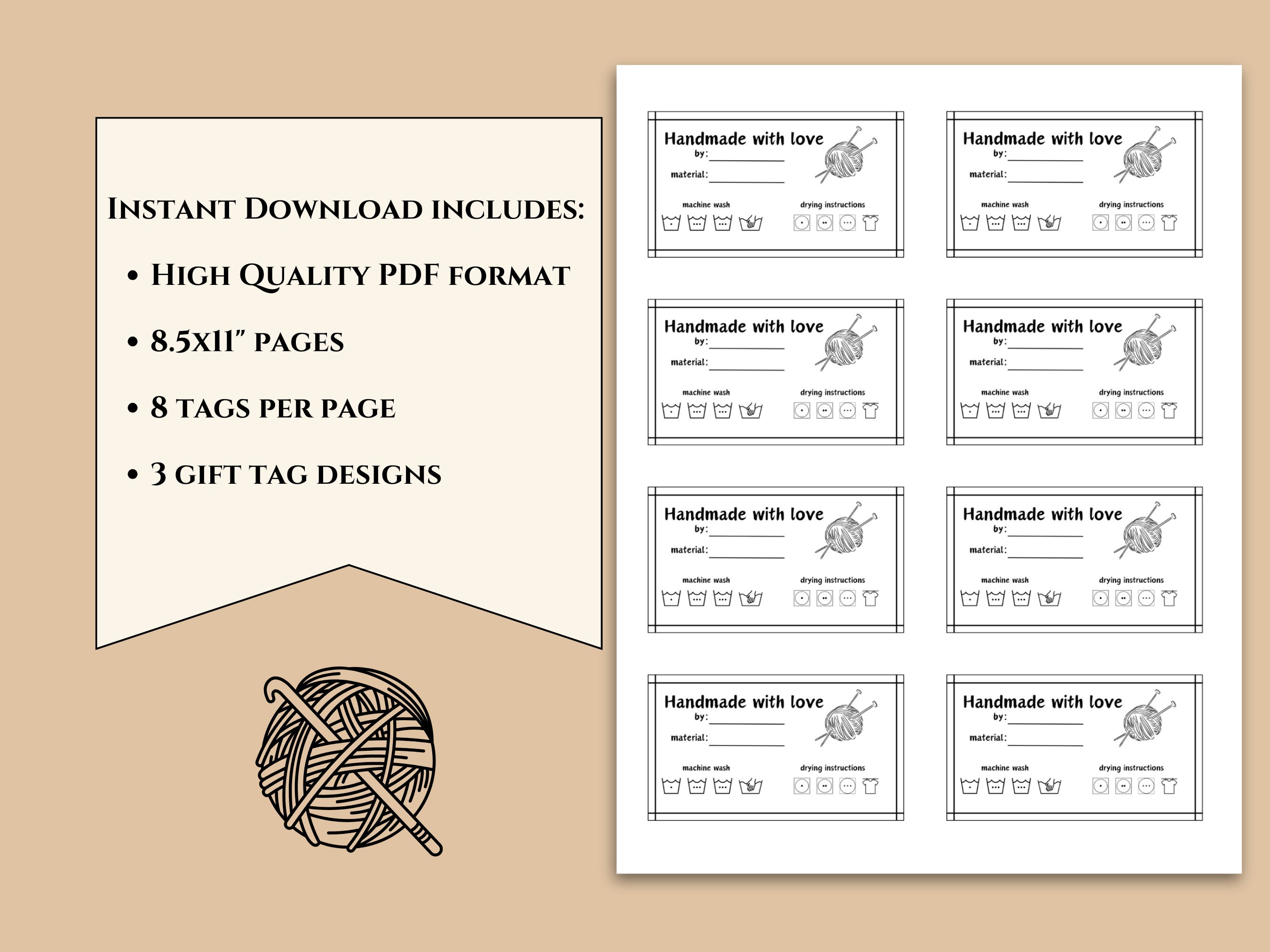 Printable Gift Tags for Handmade Gifts: Instant Download - Etsy