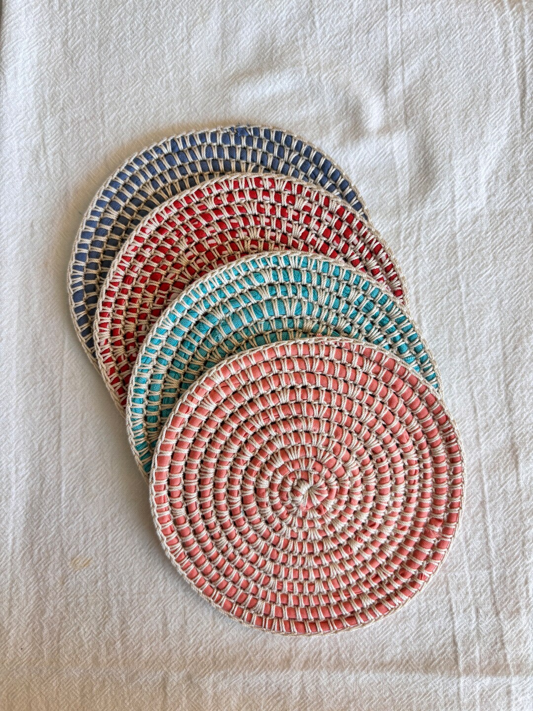 Crochet Drink Coaster- Handmade Round Coaster Set of 4 - Etsy
