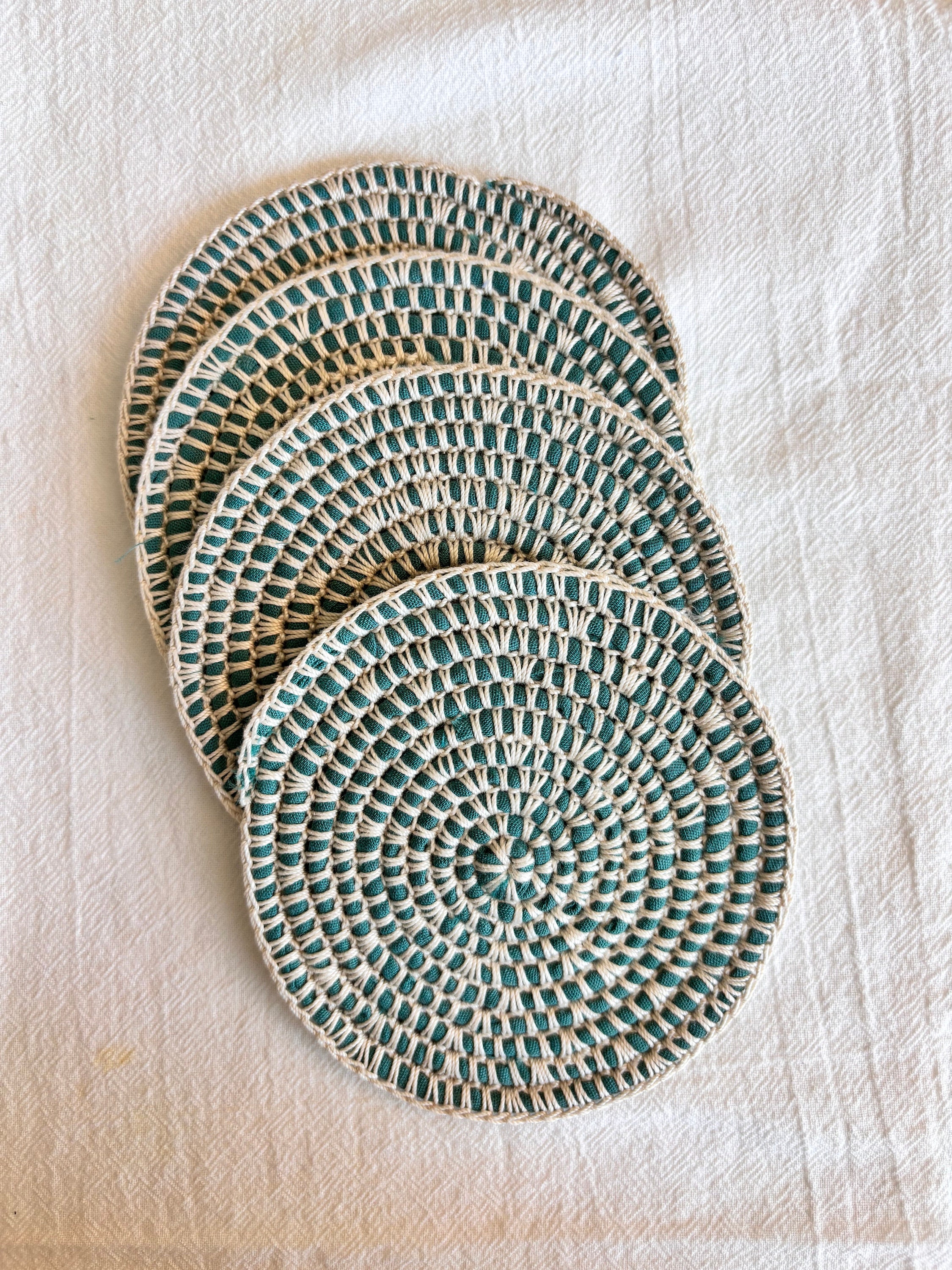 Crochet Drink Coaster- Handmade Round Coaster Set of 4 - Etsy