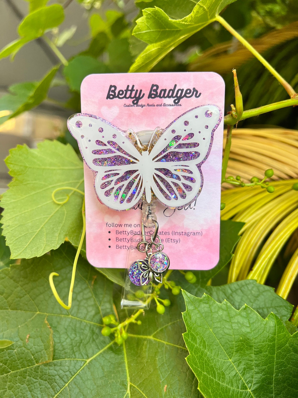 Butterfly Badge Reel, Purple Butterfly Badge Reel, Badge Reel for ...