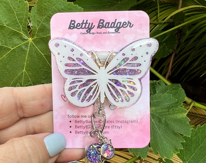 Butterfly Badge Reel, Purple Butterfly Badge Reel, Badge Reel for ...