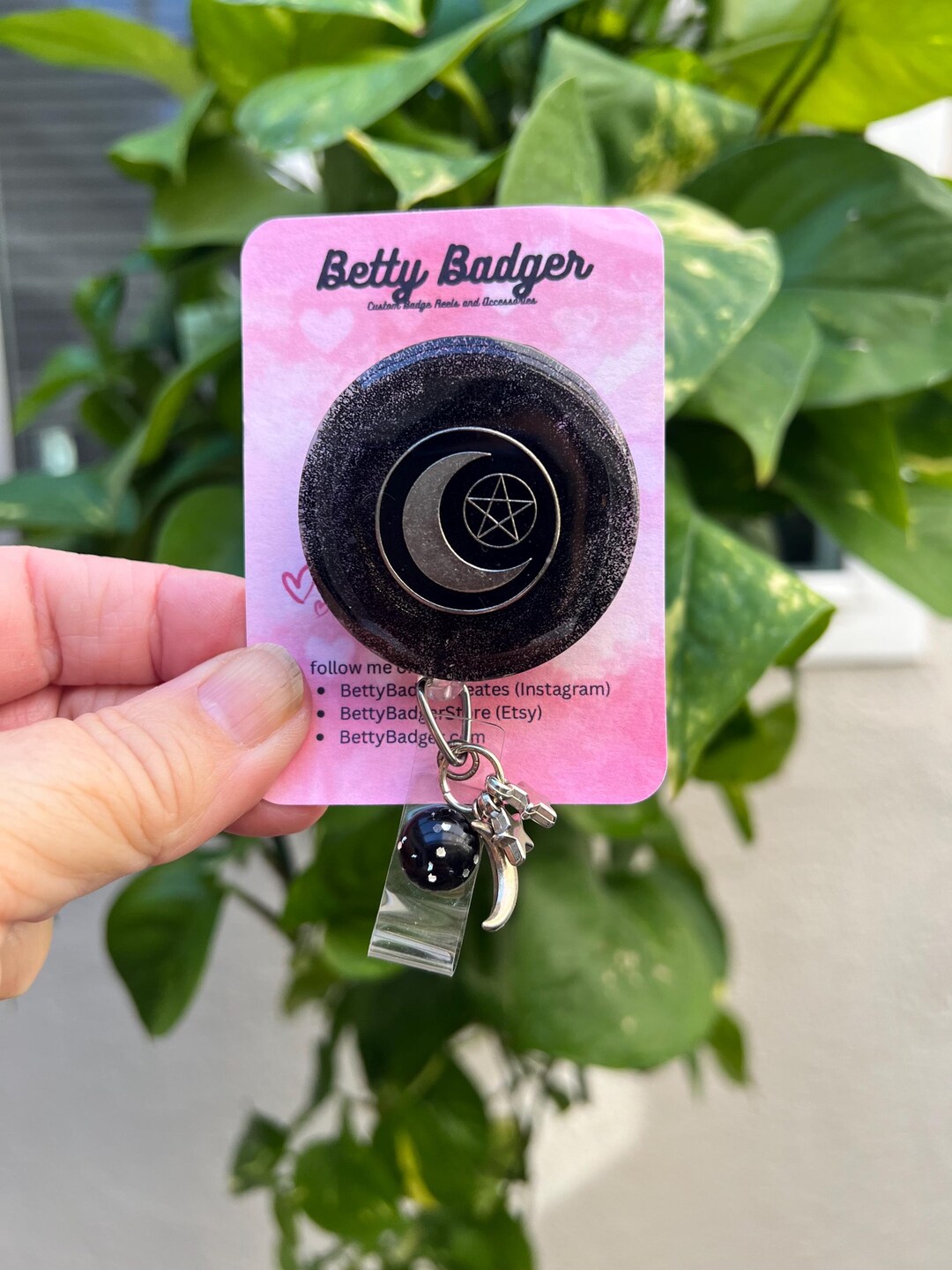 Black Gothic Moon and Star Badge Reel - Etsy