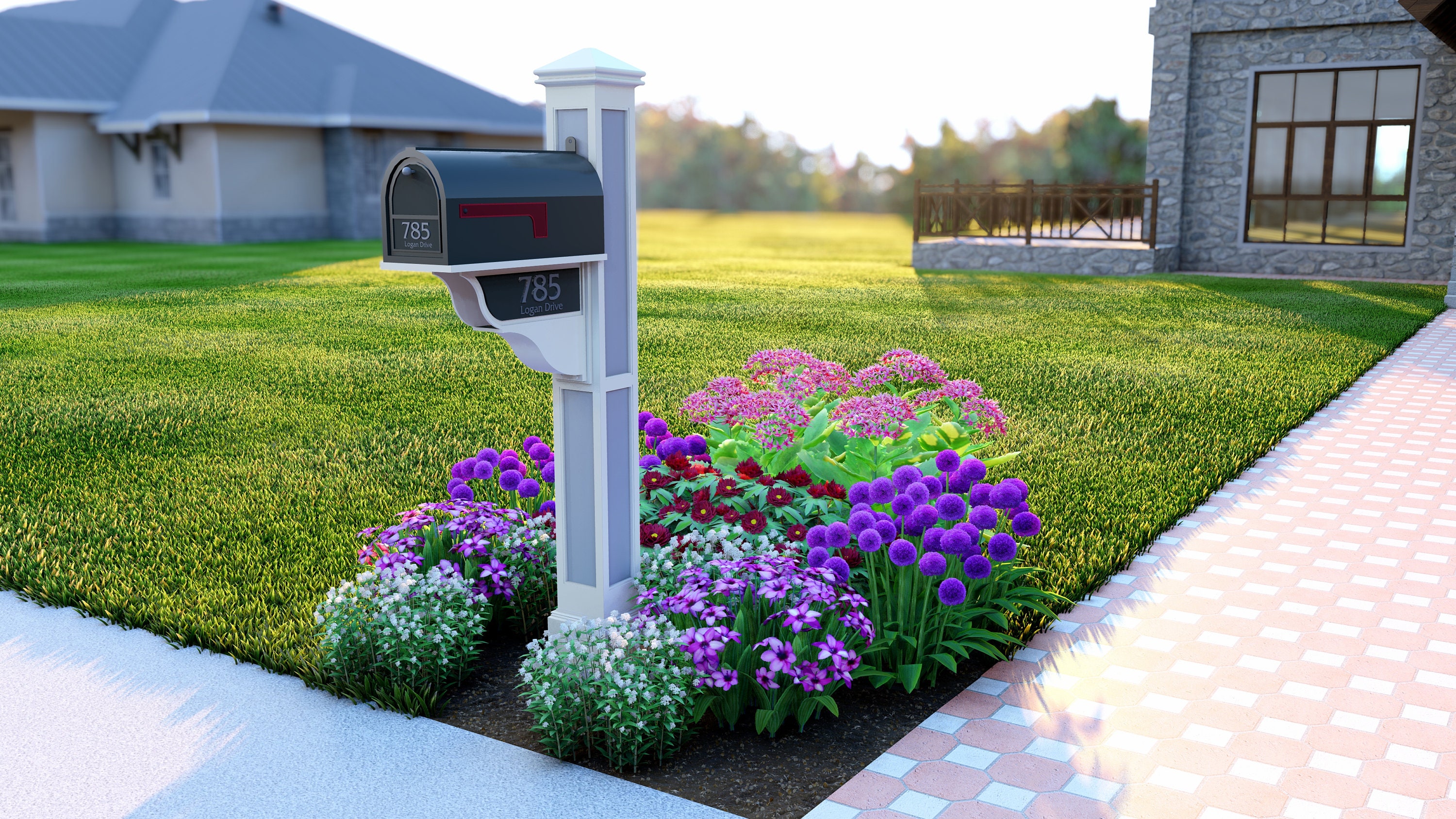 Mailbox Landscape Design Template. Plant by Number . Digital Schematic ...