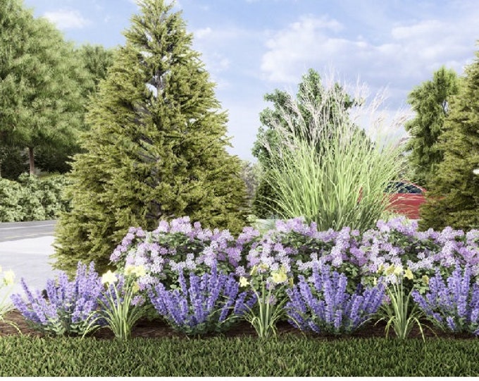 Seasonal Charm by Plant by Number. Landscape Design Plan, 14-ft ...