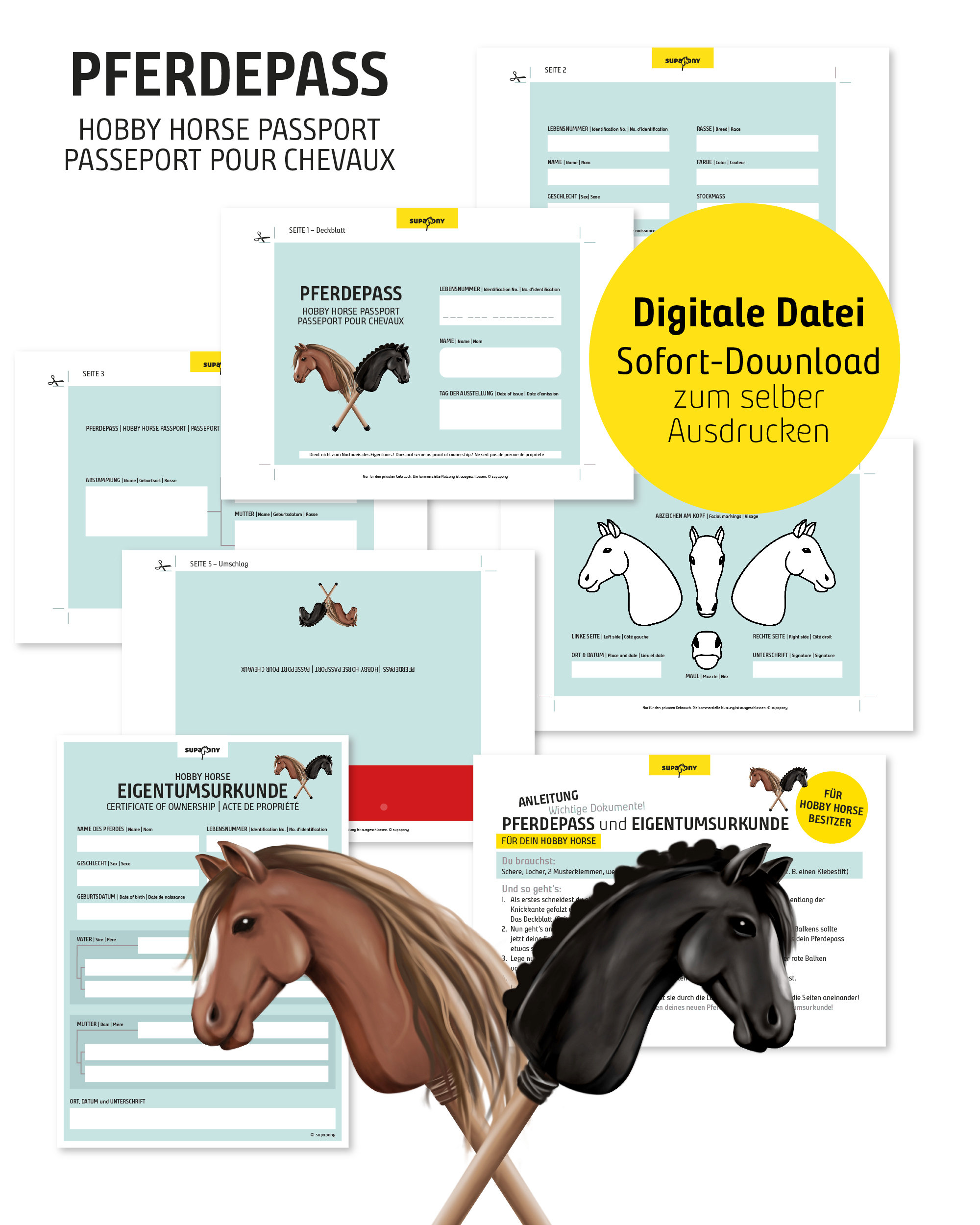 Hobby Horse DIY Pferdepass und Eigentümerurkunde + digitaler Download ...