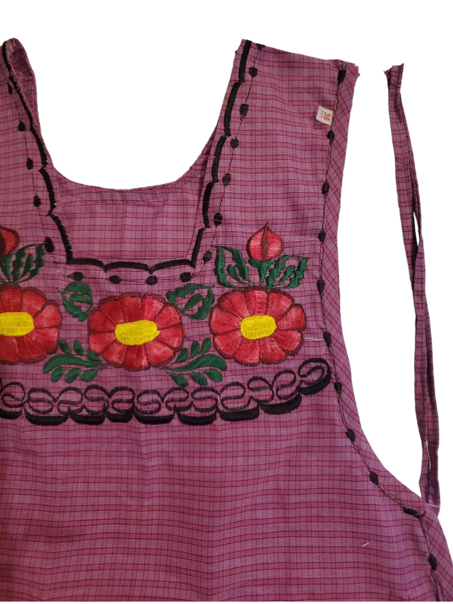 Traditional Mexican Apron for Women With Pockets and Beautiful Flower ...