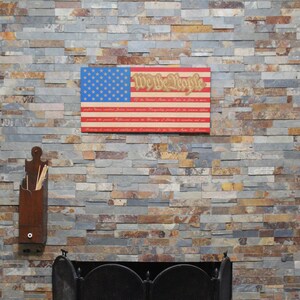 Wood "we the People" American Flag Painted & Laser Engraved/patriotic ...