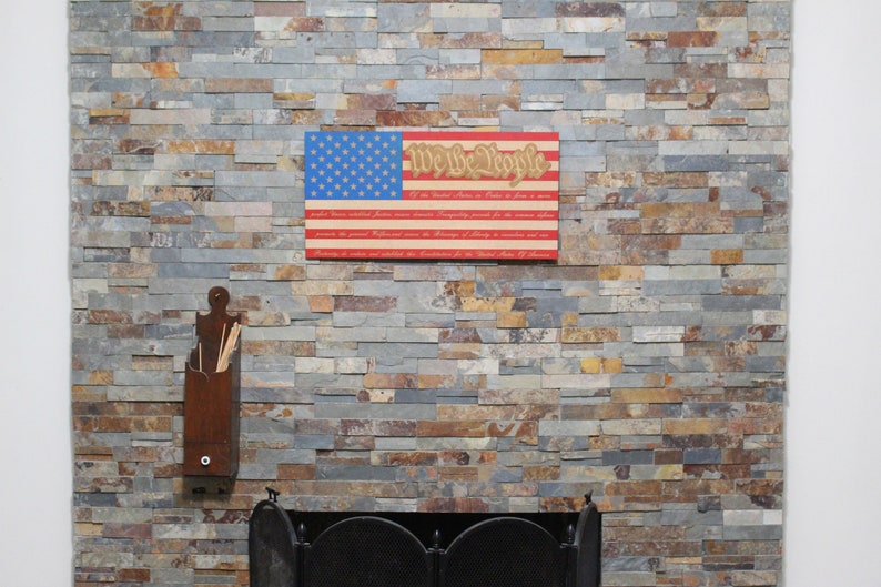 Wood "we the People" American Flag Painted & Laser Engraved/patriotic ...