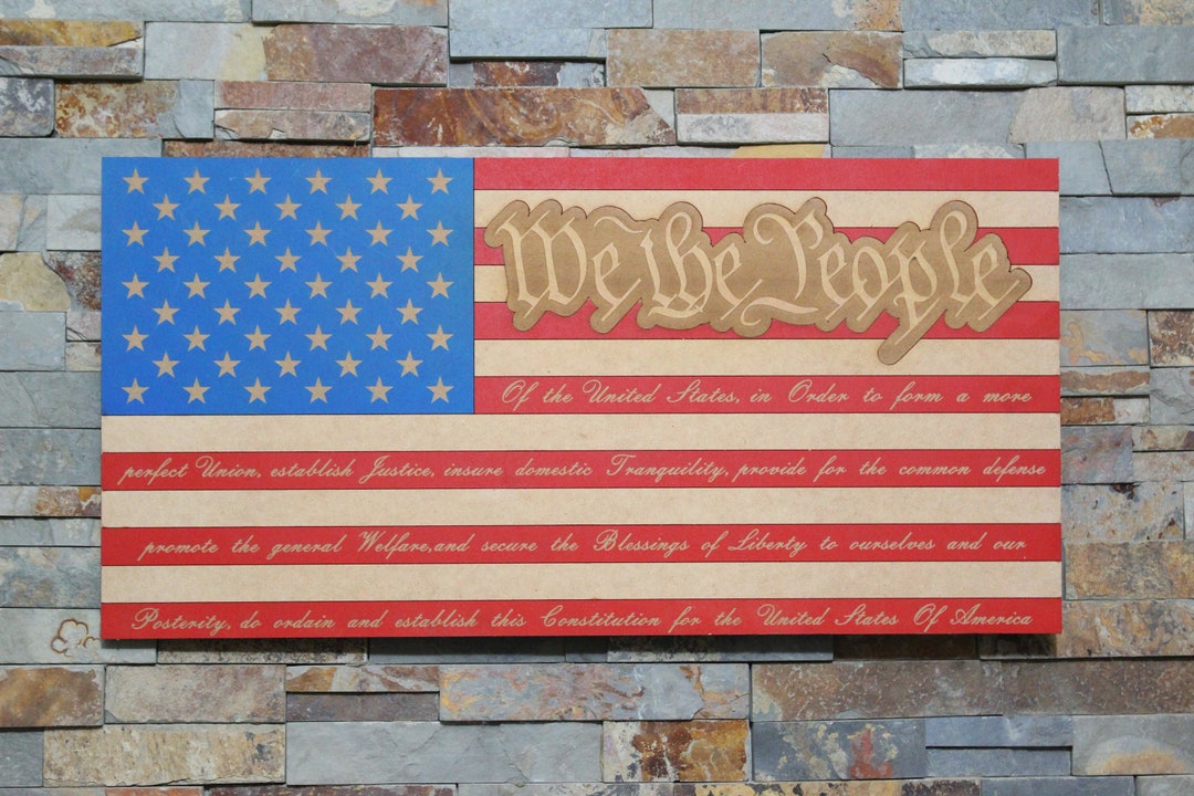 Wood "we the People" American Flag Painted & Laser Engraved/patriotic ...