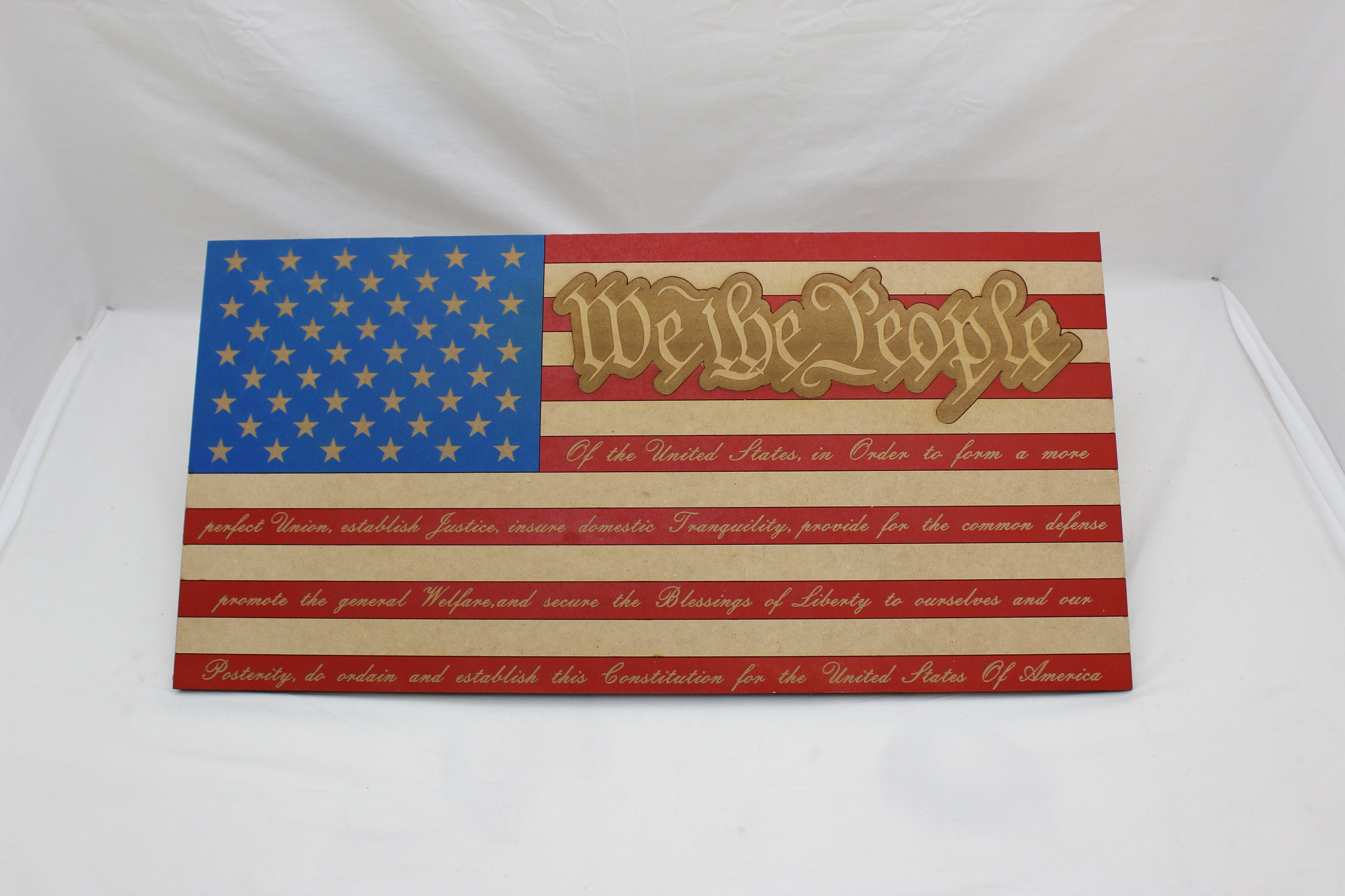 Wood "we the People" American Flag Painted & Laser Engraved/patriotic ...