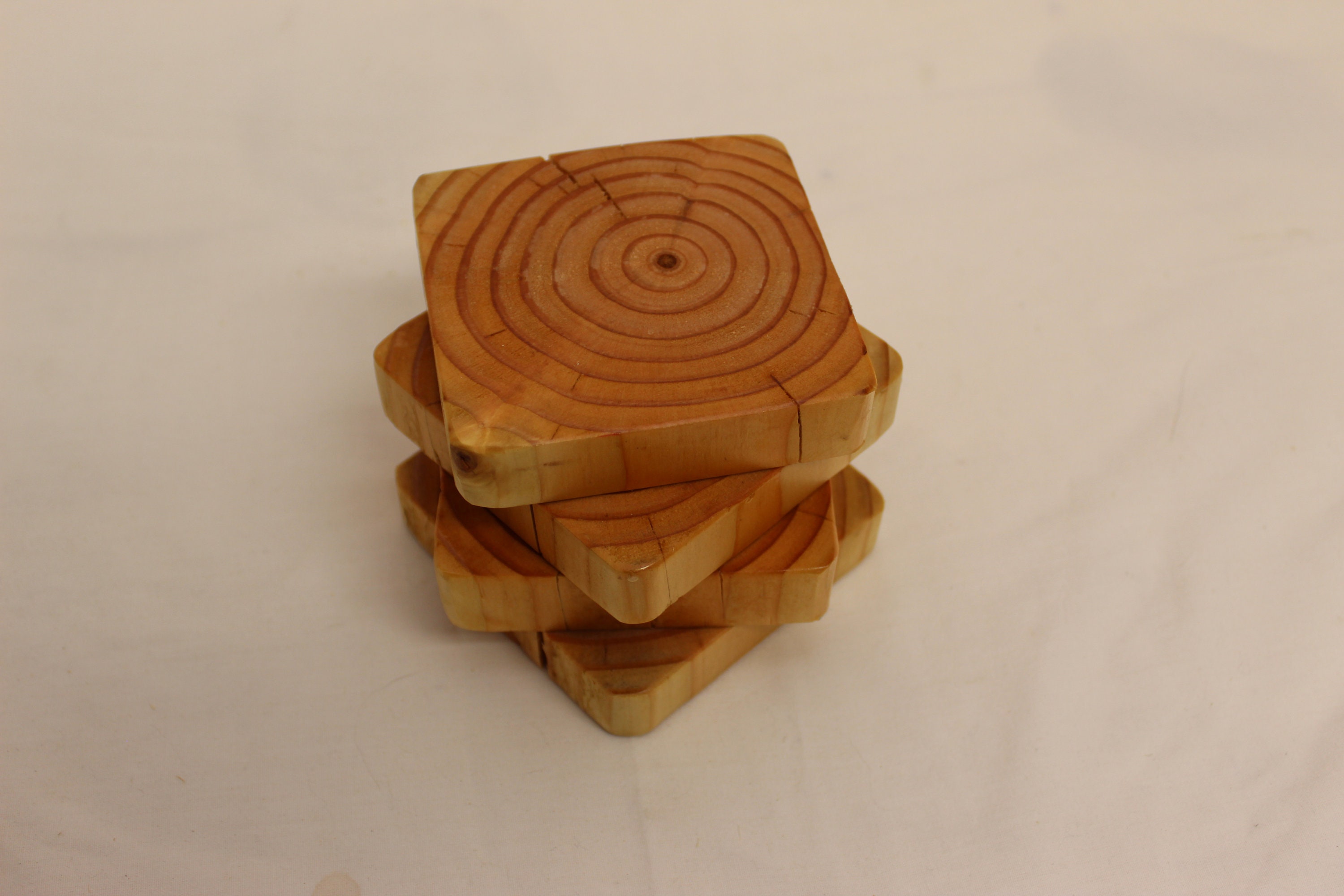 Set of 4 End Grain Wood Coasters/rustic Thick Cut 3/4" Center Grain - Etsy