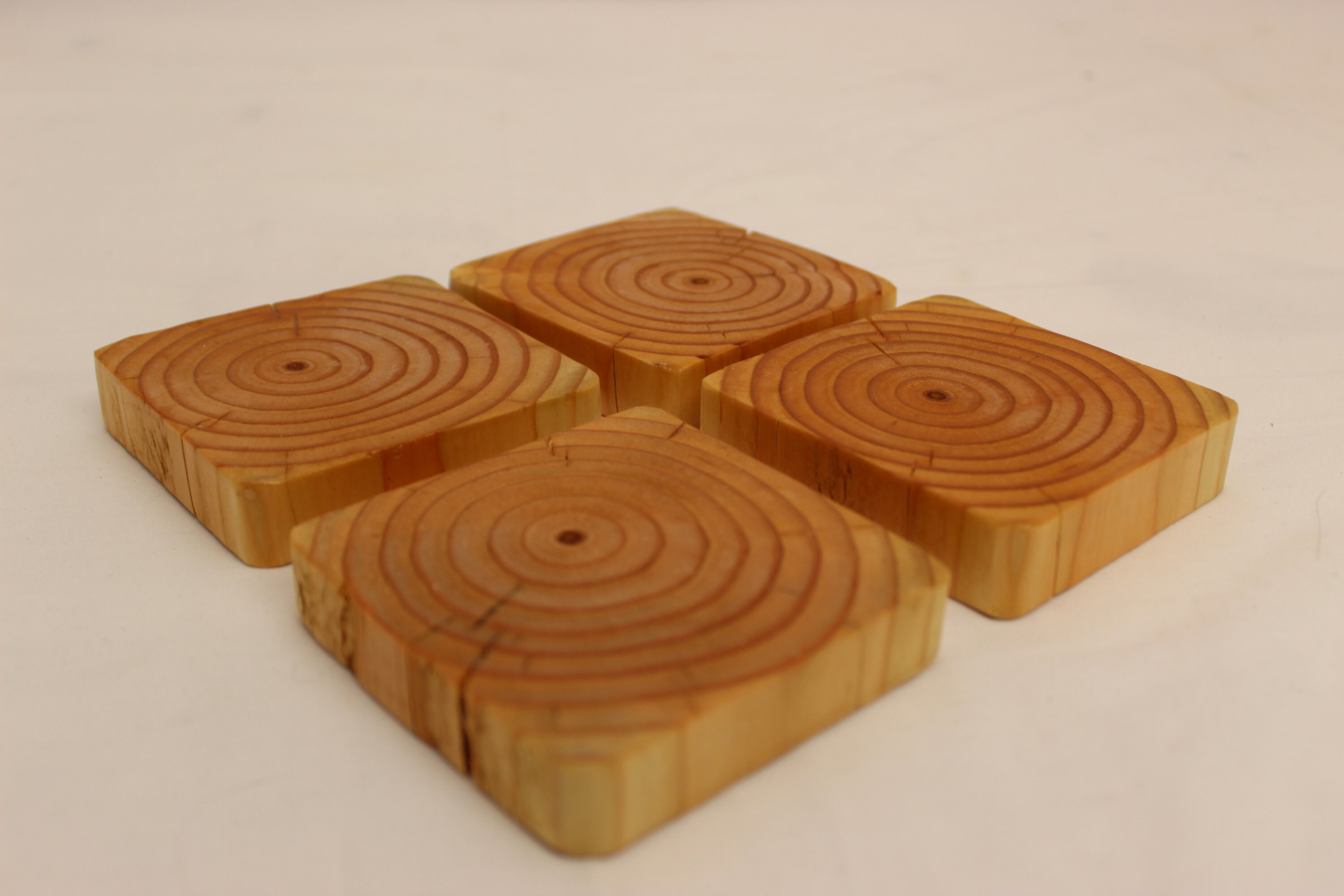 Set of 4 End Grain Wood Coasters/rustic Thick Cut 3/4" Center Grain - Etsy