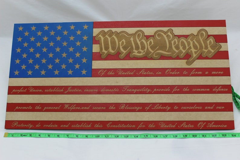 Wood "we the People" American Flag Painted & Laser Engraved/patriotic ...