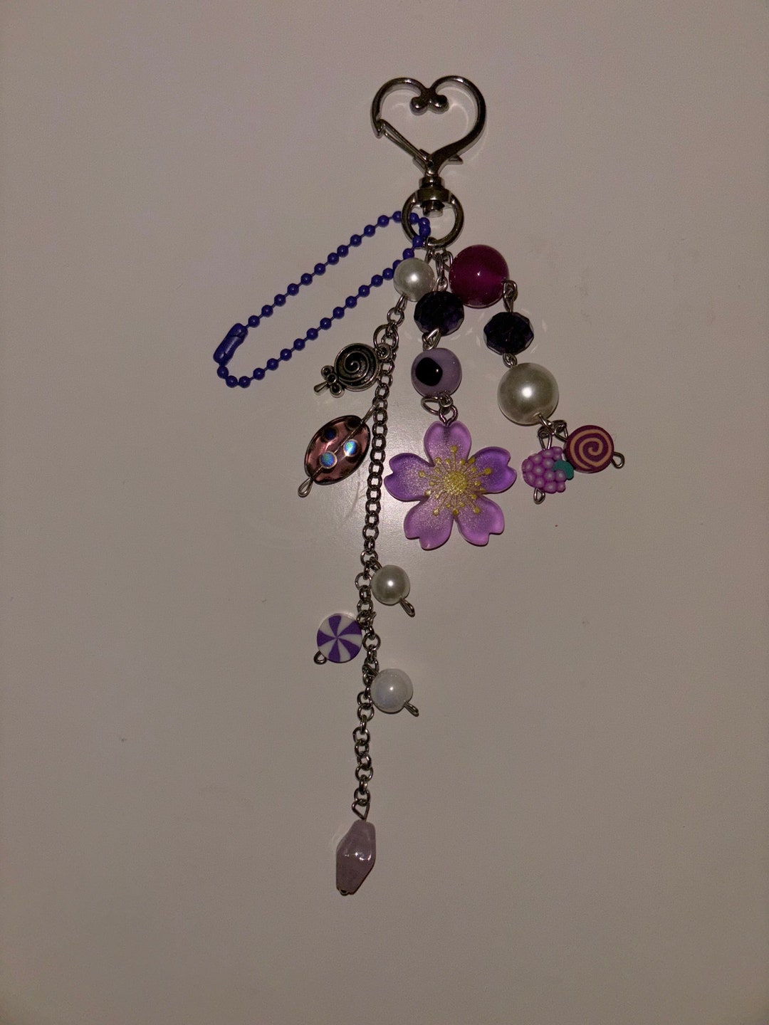 Purple Sakura Flower Keychain | Purple Keychain | Handmade Keychain ...