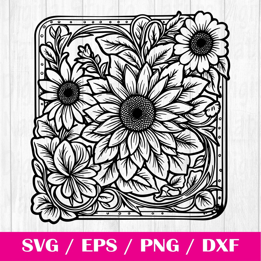 Tooled Leather Pattern Floral SVG, Svg Files, Svg Files for Cricut, Svg ...