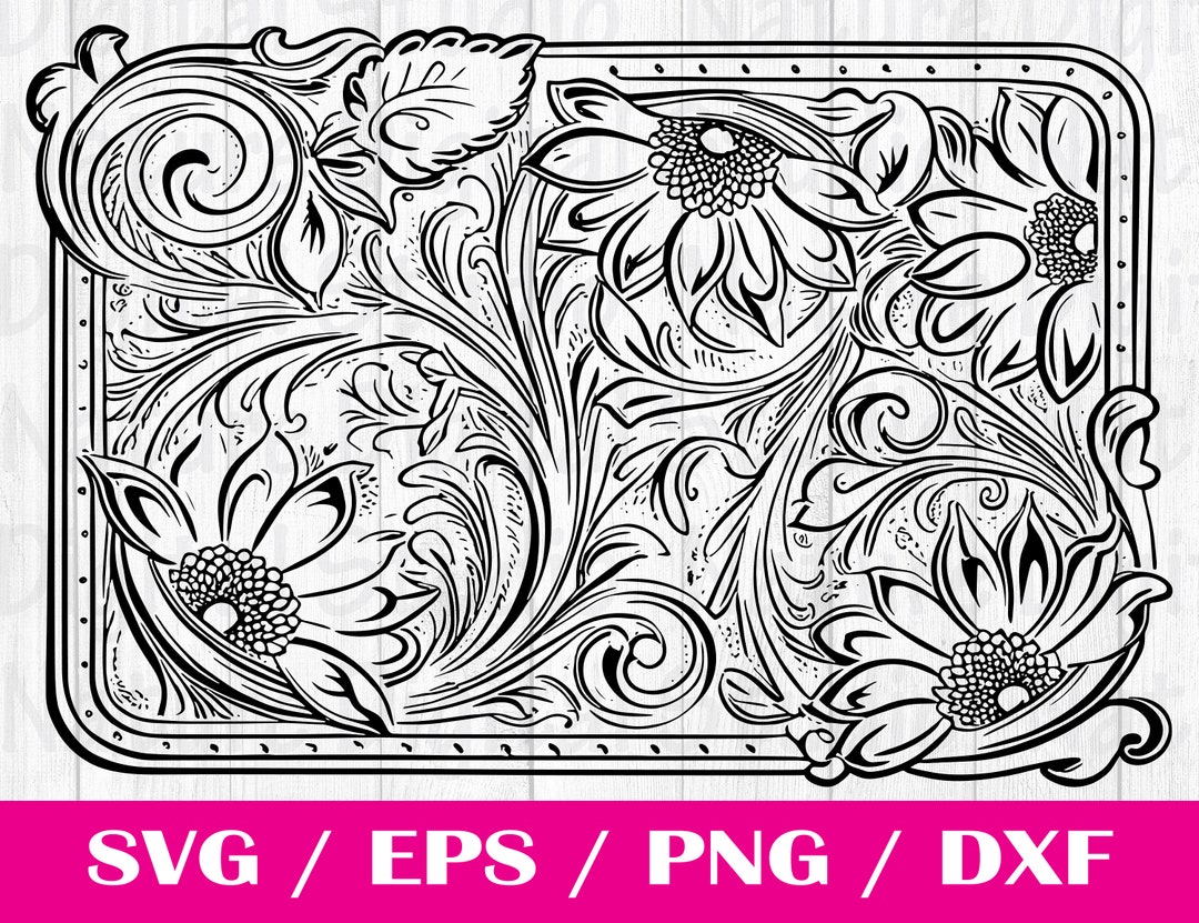 Tooled Leather Pattern Floral SVG, Svg Files, Svg Files for Cricut, Svg ...