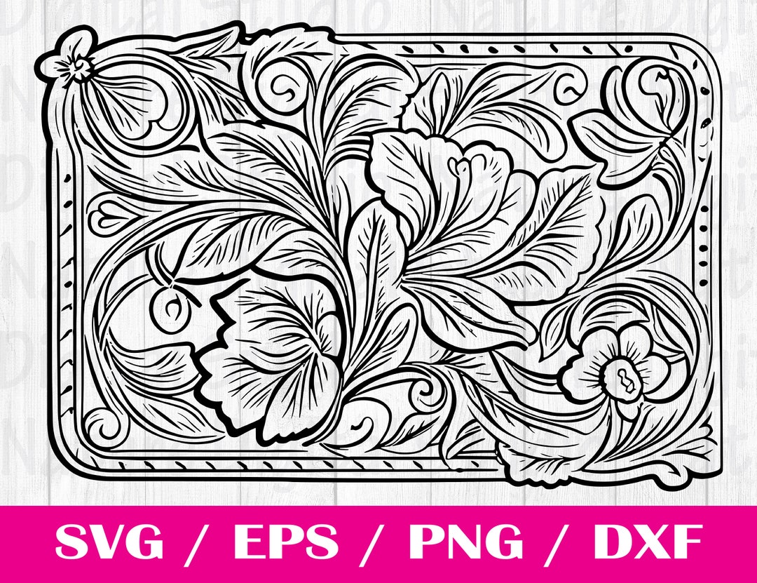 Tooled Leather Pattern Floral SVG, Svg Files, Svg Files for Cricut, Svg ...