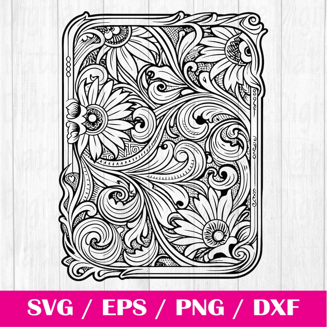 Tooled Leather Pattern Floral SVG, Svg Files, Svg Files for Cricut, Svg ...