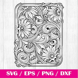 TOOLED LEATHER Svg, TOOLED Leather Pattern Svg, Western Floral Pattern ...
