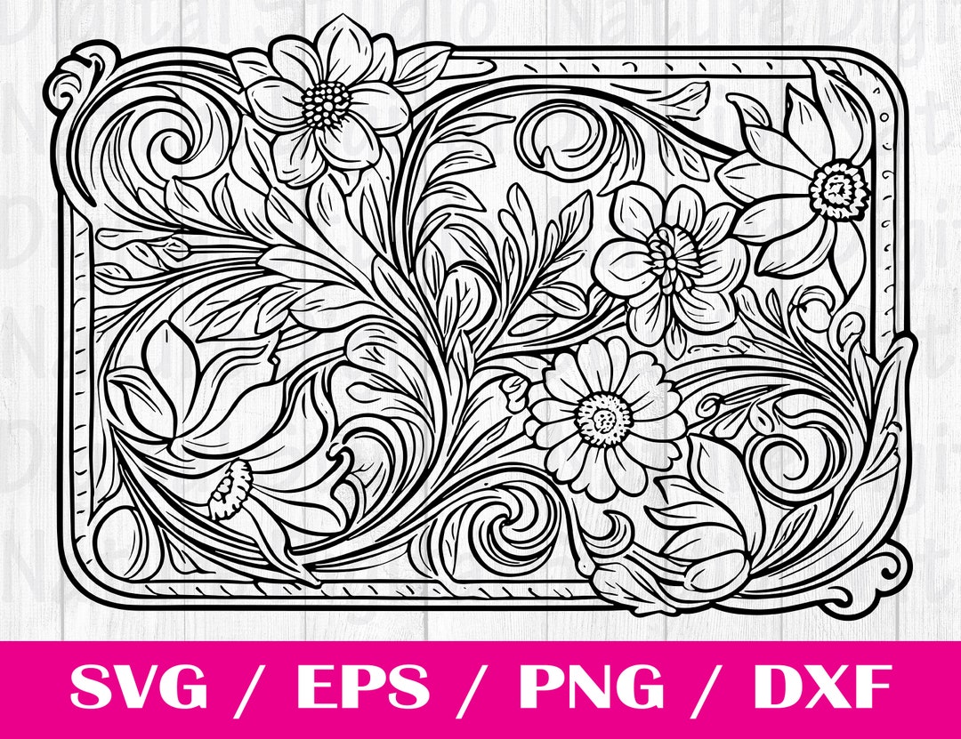 Tooled Leather Pattern Floral SVG, Svg Files, Svg Files for Cricut, Svg ...