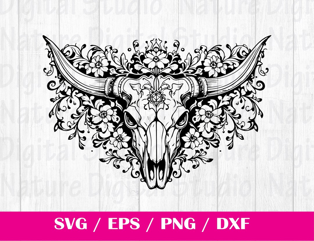 Tooled Leather Pattern Sheridan Longhorn Skull SVG, Svg Files , Carving ...