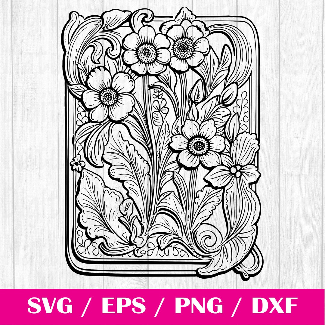 Tooled Leather Pattern Floral SVG, Svg Files, Svg Files for Cricut, Svg ...