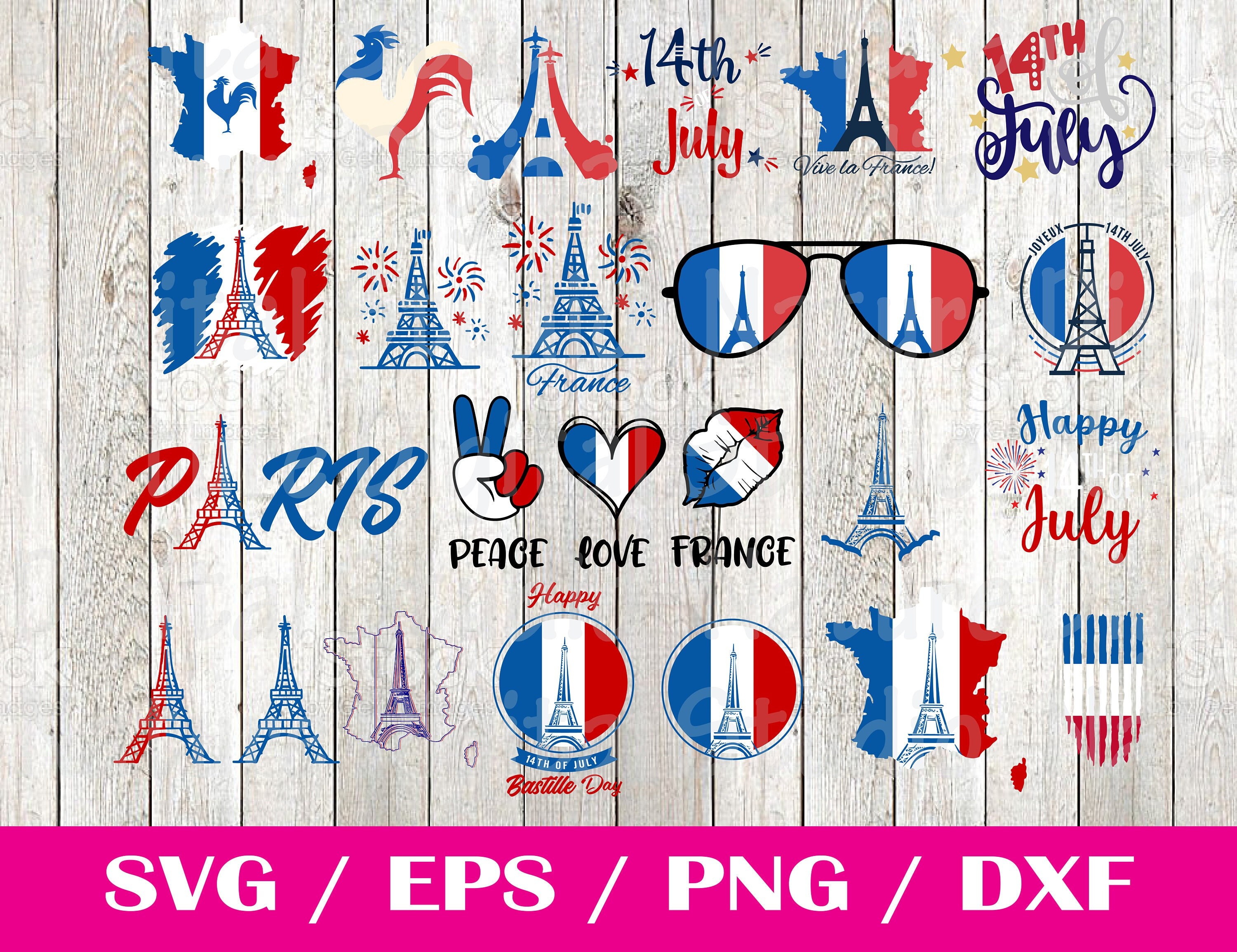 Bastille Day Svg France SVG Shape Bundle Pack - 22 Designs | Digital ...