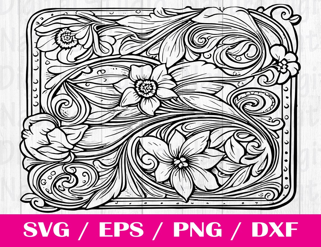 Tooled Leather Pattern Floral SVG, Svg Files, Svg Files for Cricut, Svg ...