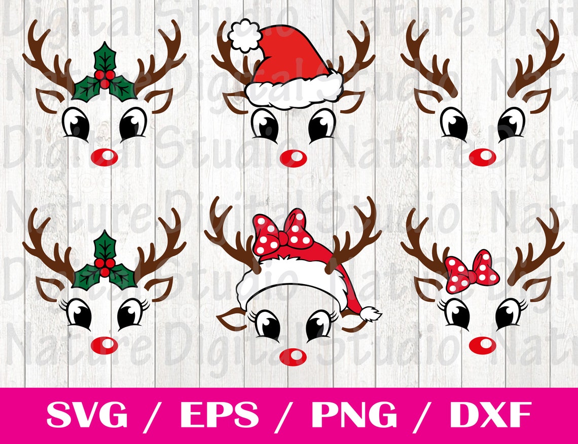 Christmas Reindeer Faces SVG Bundle Reindeer SVG Boy - Etsy