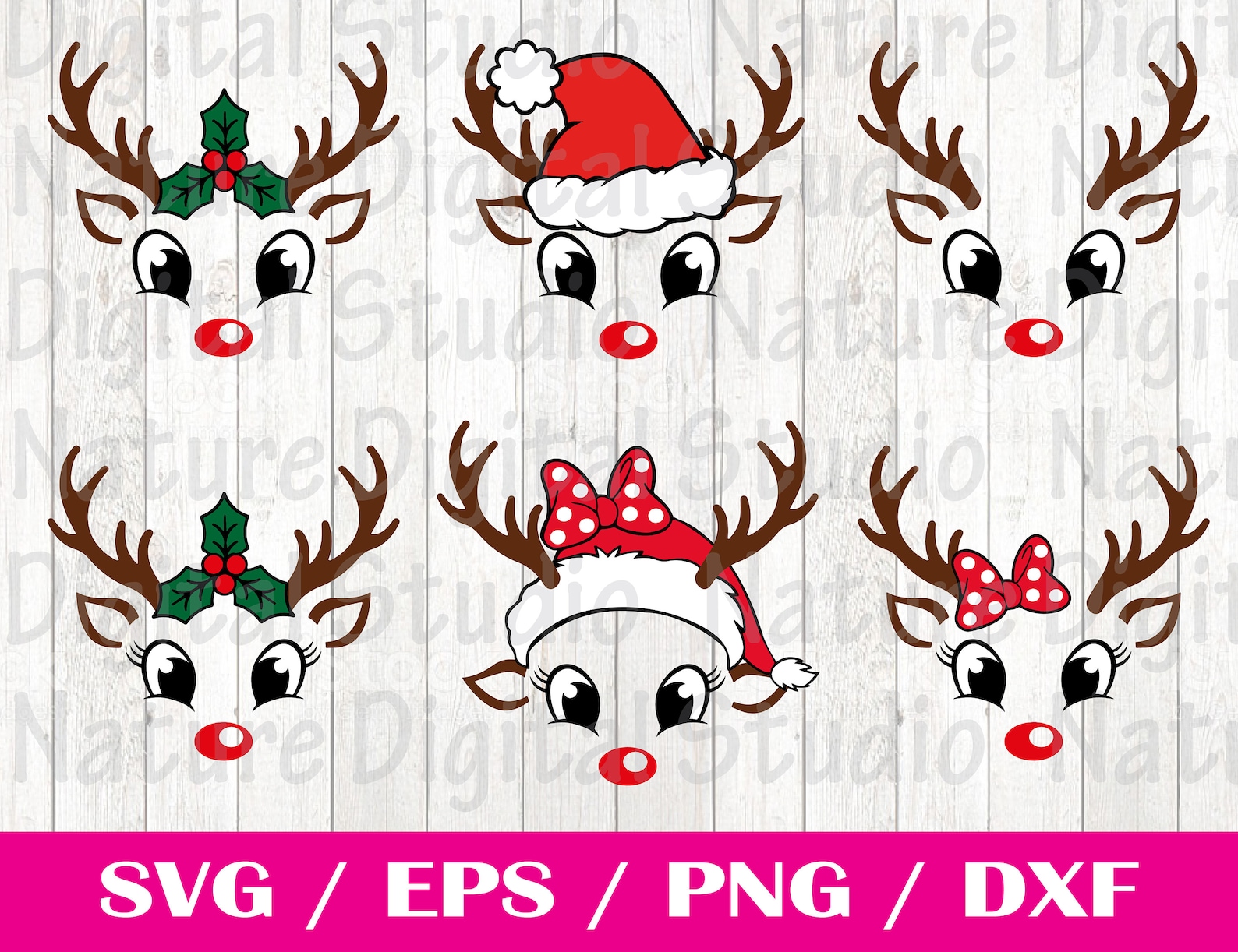 Christmas Reindeer Faces SVG Bundle, Reindeer SVG, Boy Reindeer Svg ...