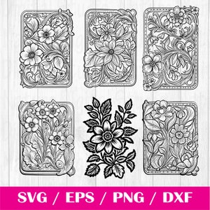 Tooled Leather Pattern Floral SVG Bundle, 20 Svg Files, Svg Files for ...