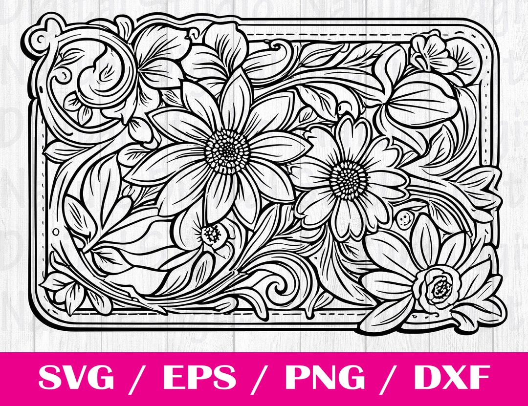 Tooled Leather Pattern Floral SVG, Svg Files, Svg Files for Cricut, Svg ...