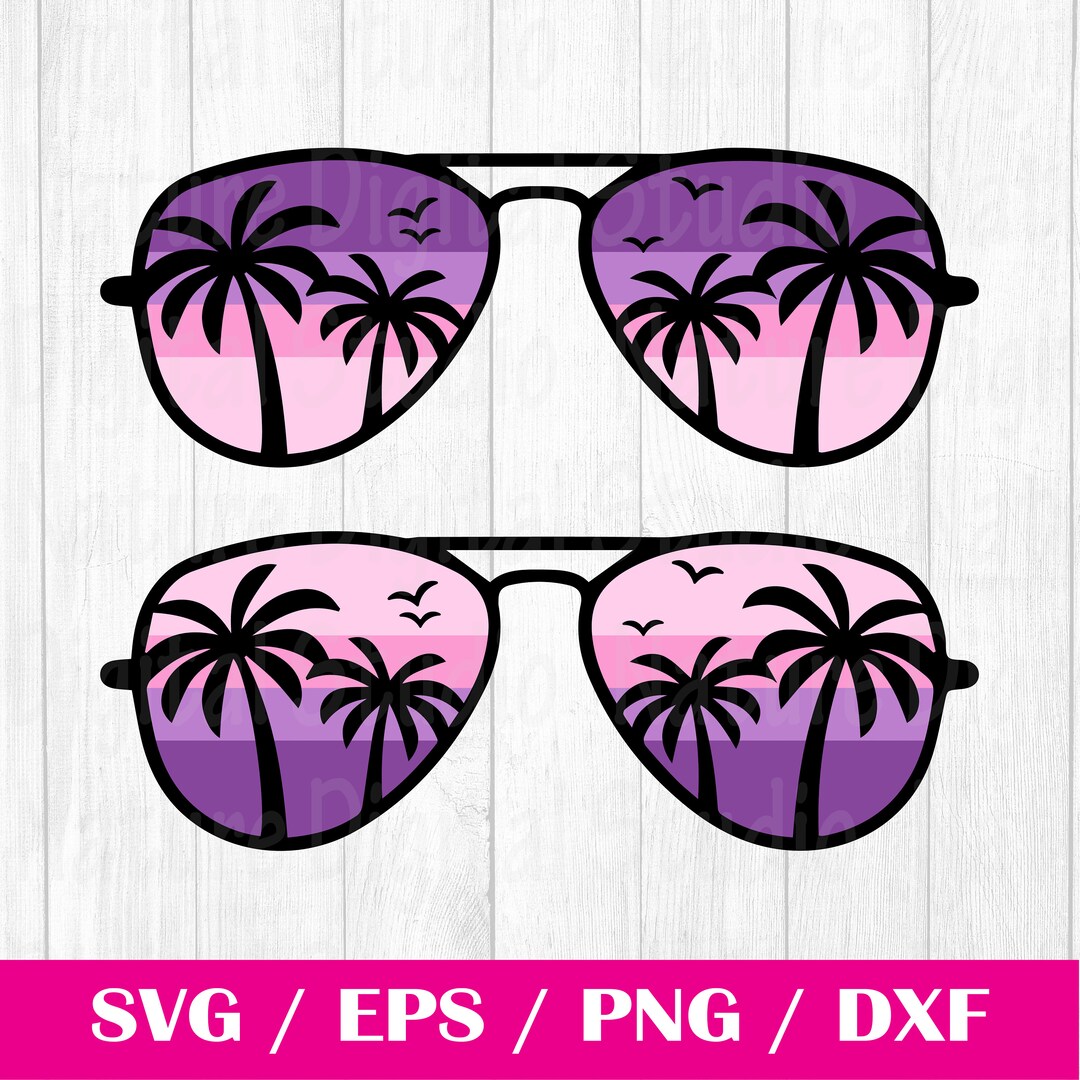 Beach Sunglasses SVG Cut File Palm Tree Sunglasses Hello Summer Palms ...