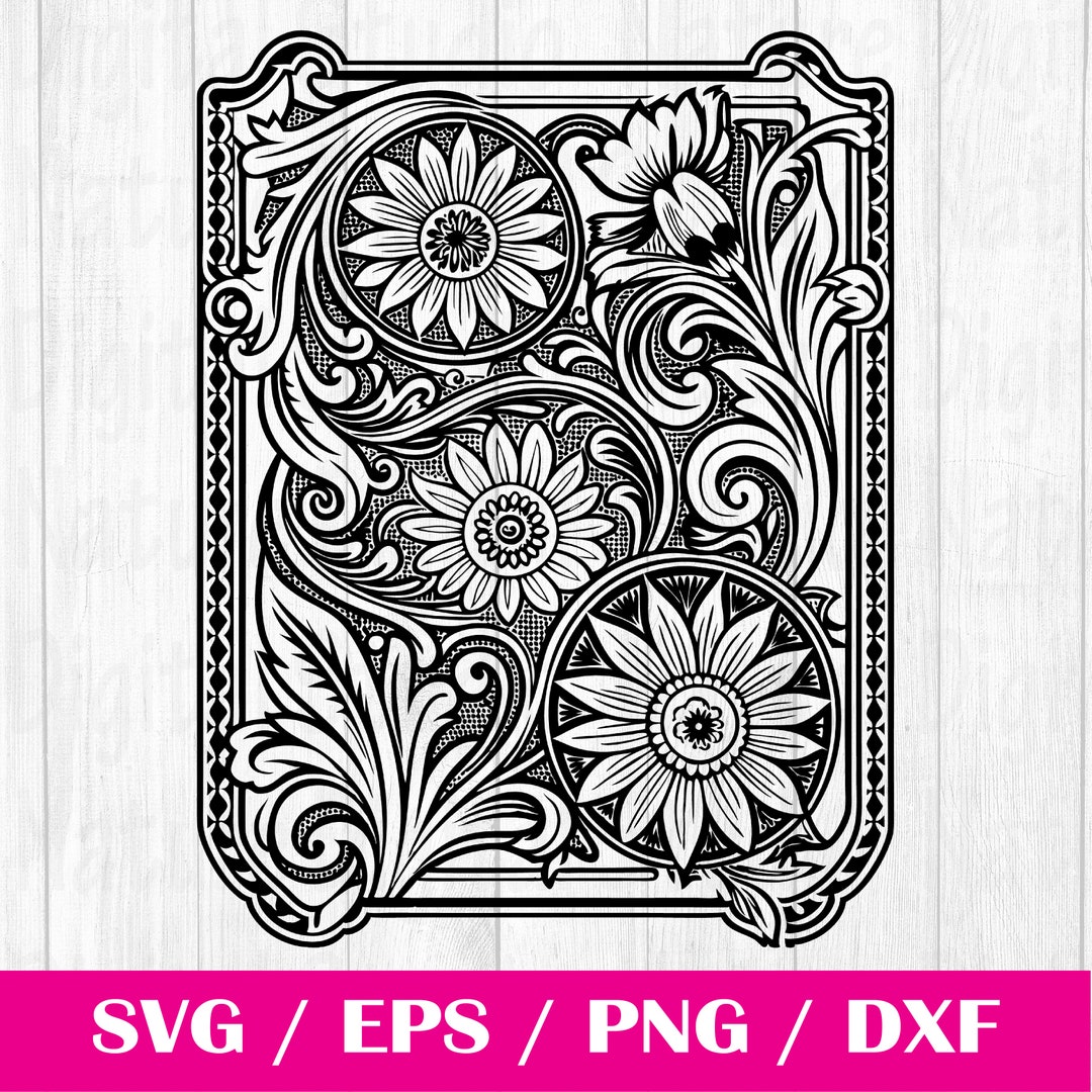 Tooled Leather Pattern Floral SVG, Svg Files, Svg Files for Cricut, Svg ...