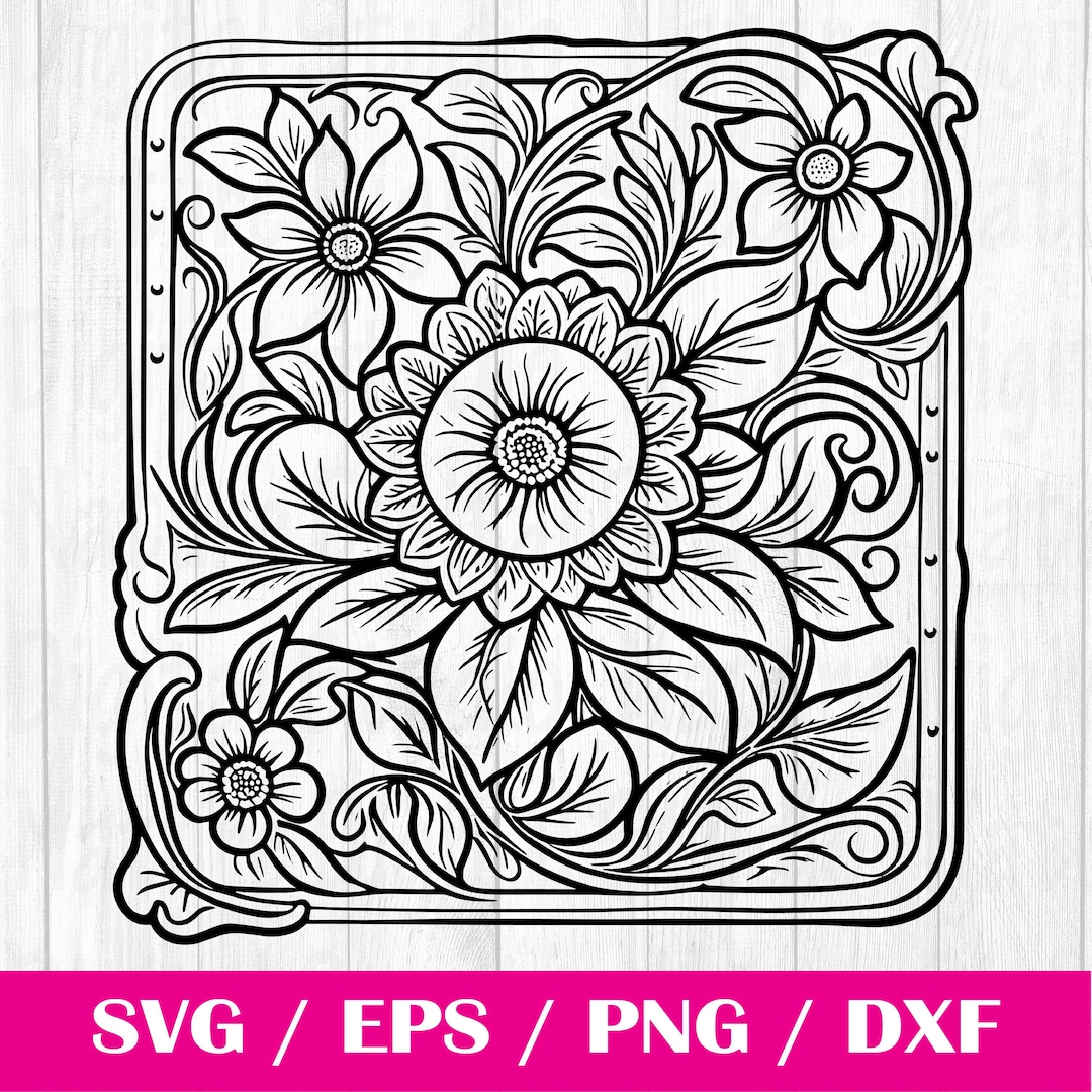 Tooled Leather Pattern Floral SVG, Svg Files, Svg Files for Cricut,cut ...