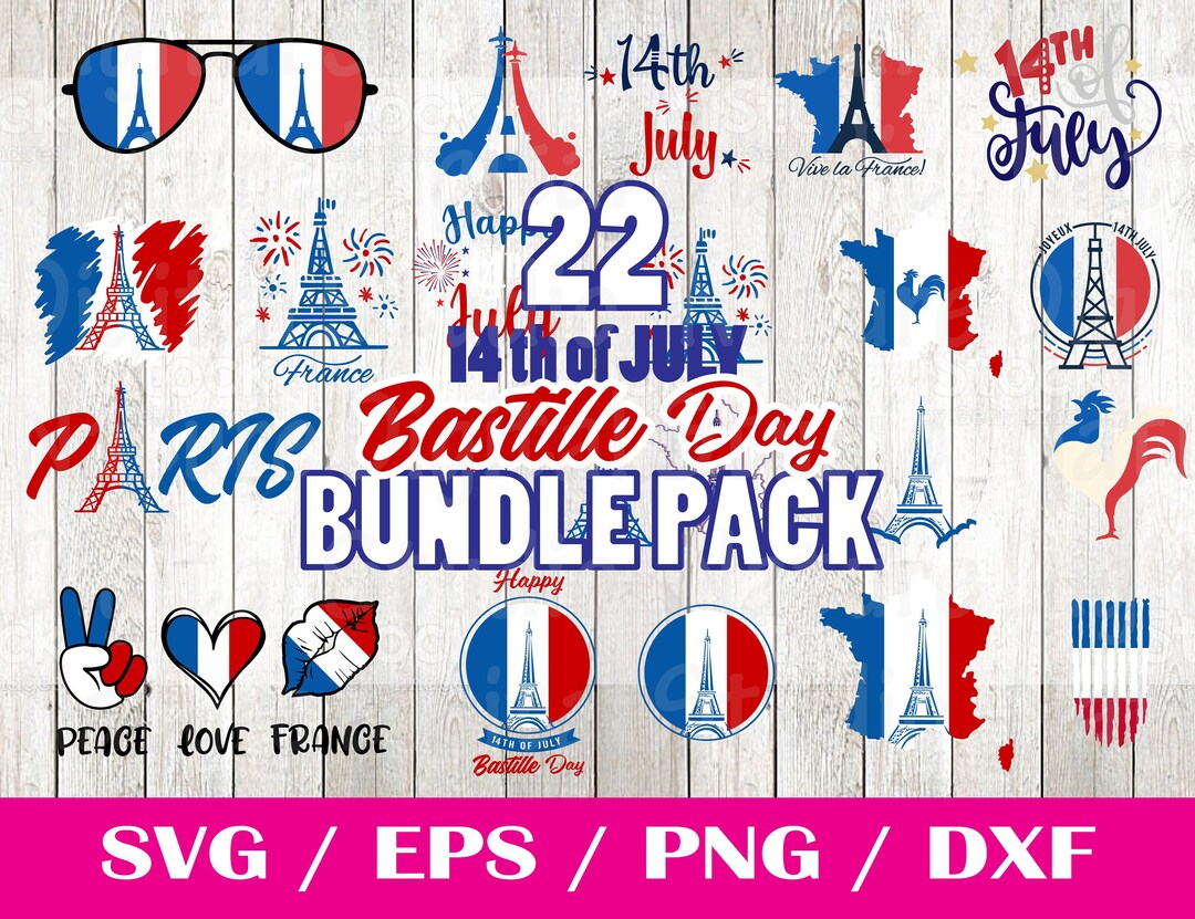 Bastille Day Svg France SVG Shape Bundle Pack - 22 Designs | Digital ...