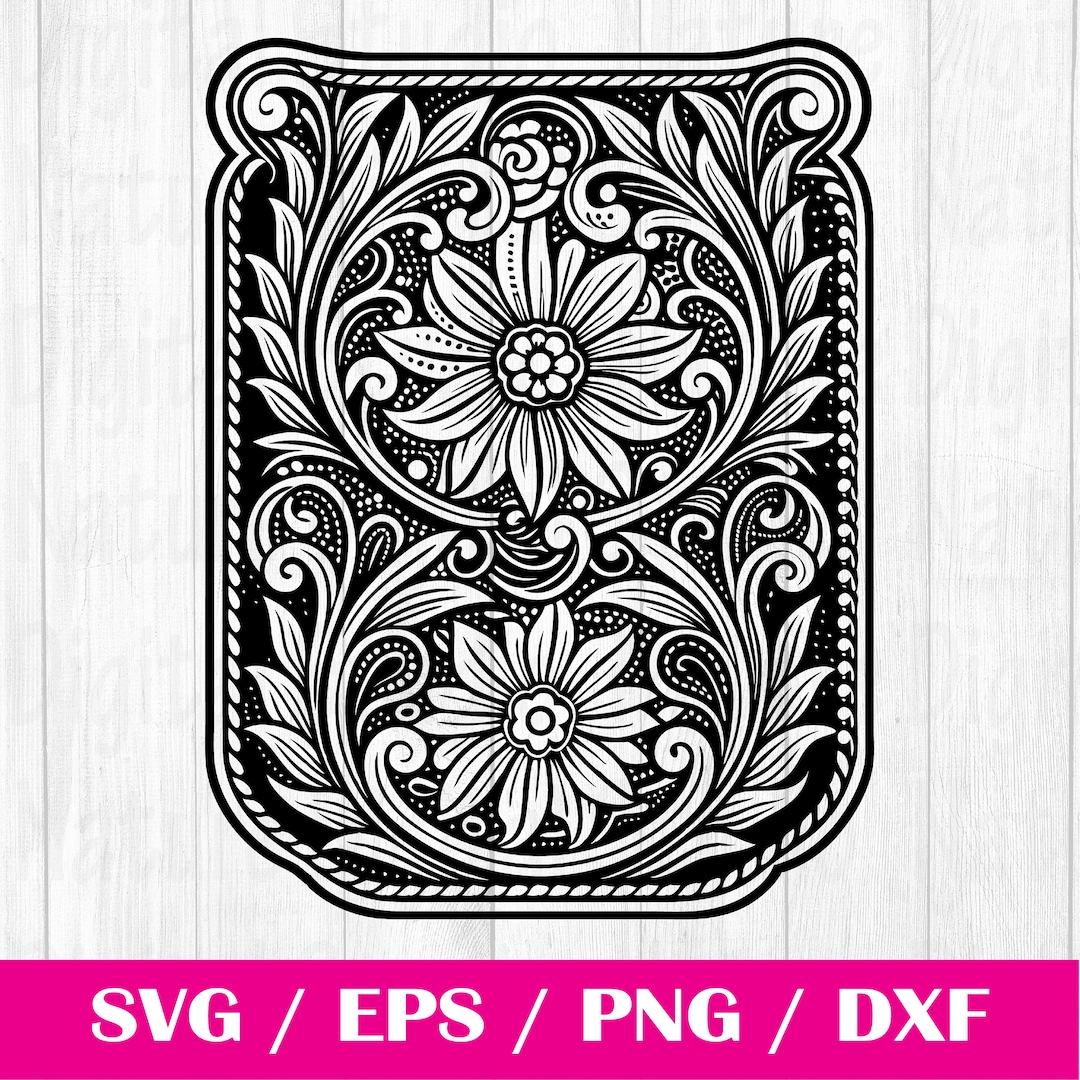 Tooled Leather Pattern Floral SVG, Svg Files, Svg Files for Cricut, Svg ...