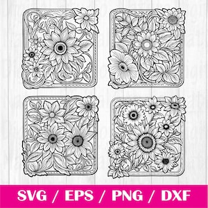 Tooled Leather Pattern Floral SVG Bundle, 20 Svg Files, Svg Files for ...