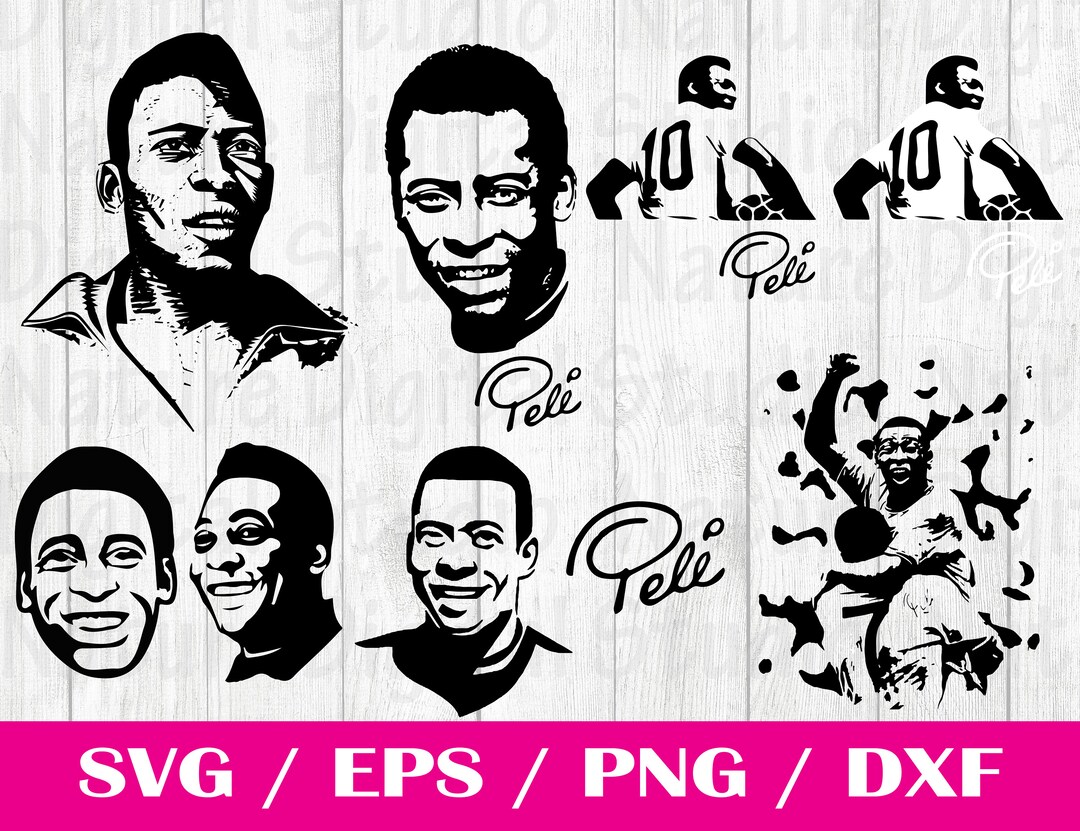 Brazilian Footballer Pele Svg, Football Bundle SVG, Pele Silhouett ...