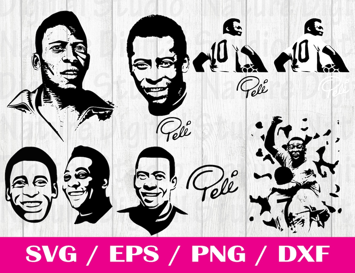 Brazilian Footballer Pele Svg, Football Bundle SVG, Pele Silhouett ...