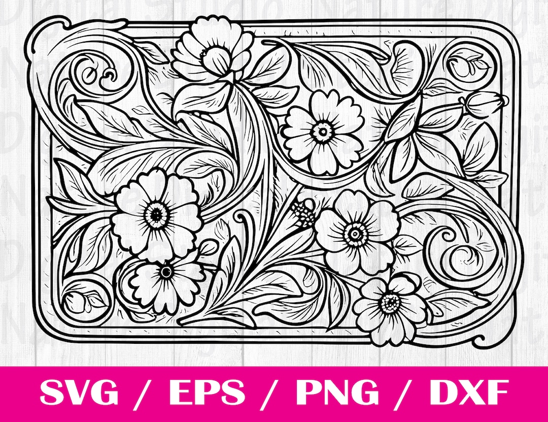 Tooled Leather Pattern Floral SVG, Svg Files, Svg Files for Cricut, Svg ...