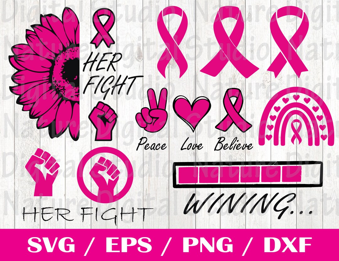 Breast Cancer SVG, Pink Cancer Ribbon Svg, Awareness Ribbon Svg Bundle ...