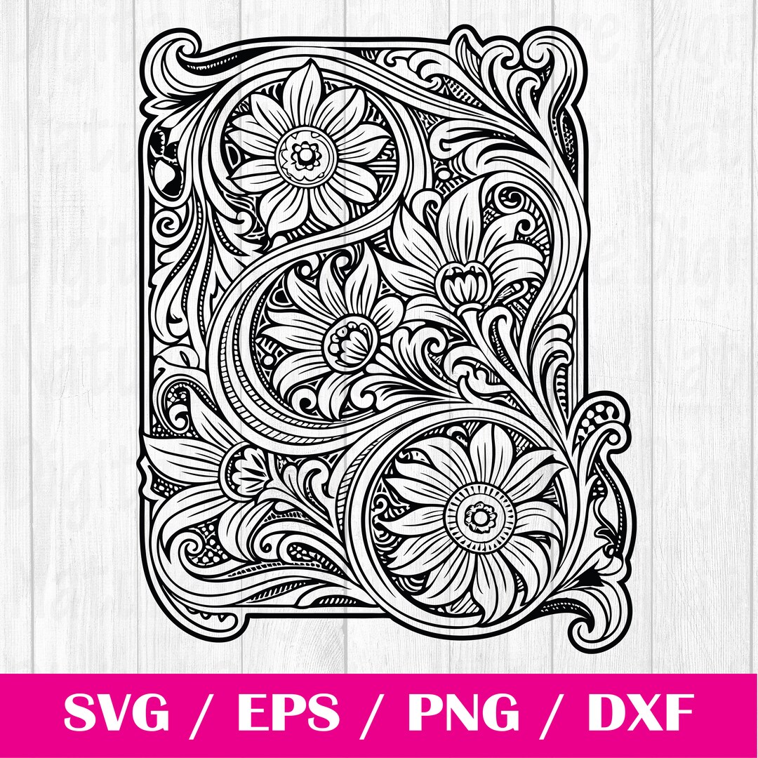 Tooled Leather Pattern Floral SVG, Svg Files, Svg Files for Cricut, Svg ...