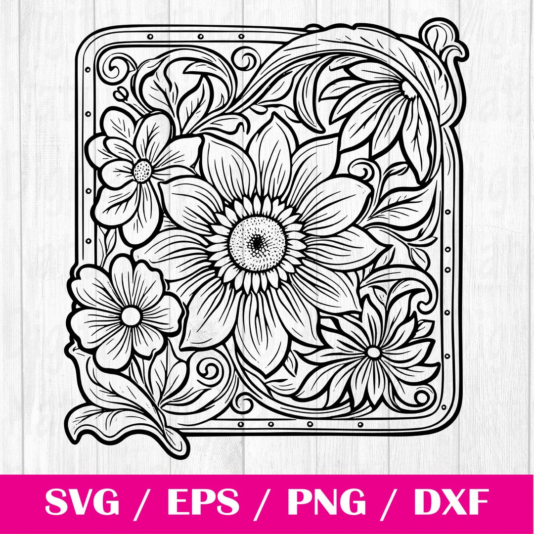 Tooled Leather Pattern Floral SVG, Svg Files, Svg Files for Cricut,cut ...