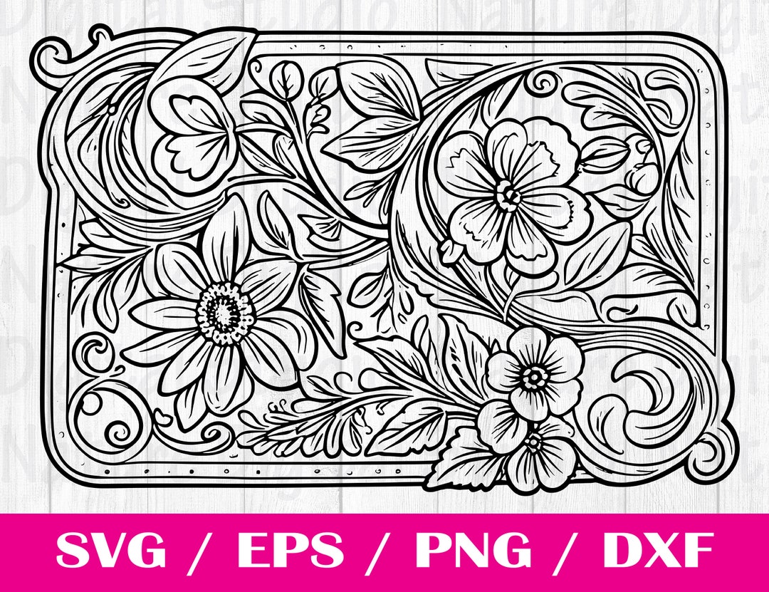 Tooled Leather Pattern Floral SVG, Svg Files, Svg Files for Cricut, Svg ...