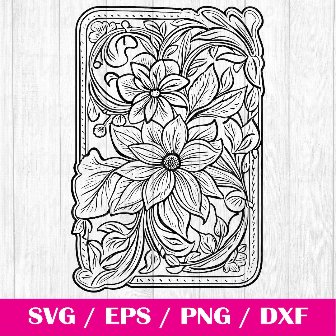 Tooled Leather Pattern Floral SVG, Svg Files, Svg Files for Cricut, Svg ...